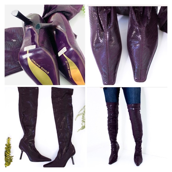 Shoes | Purple Snakeskin Boots | Poshmark